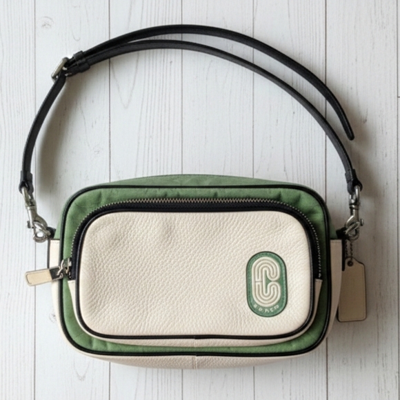 Coach | Bags | Coach Green And Cream Crossbody Camera Bag | Poshmark